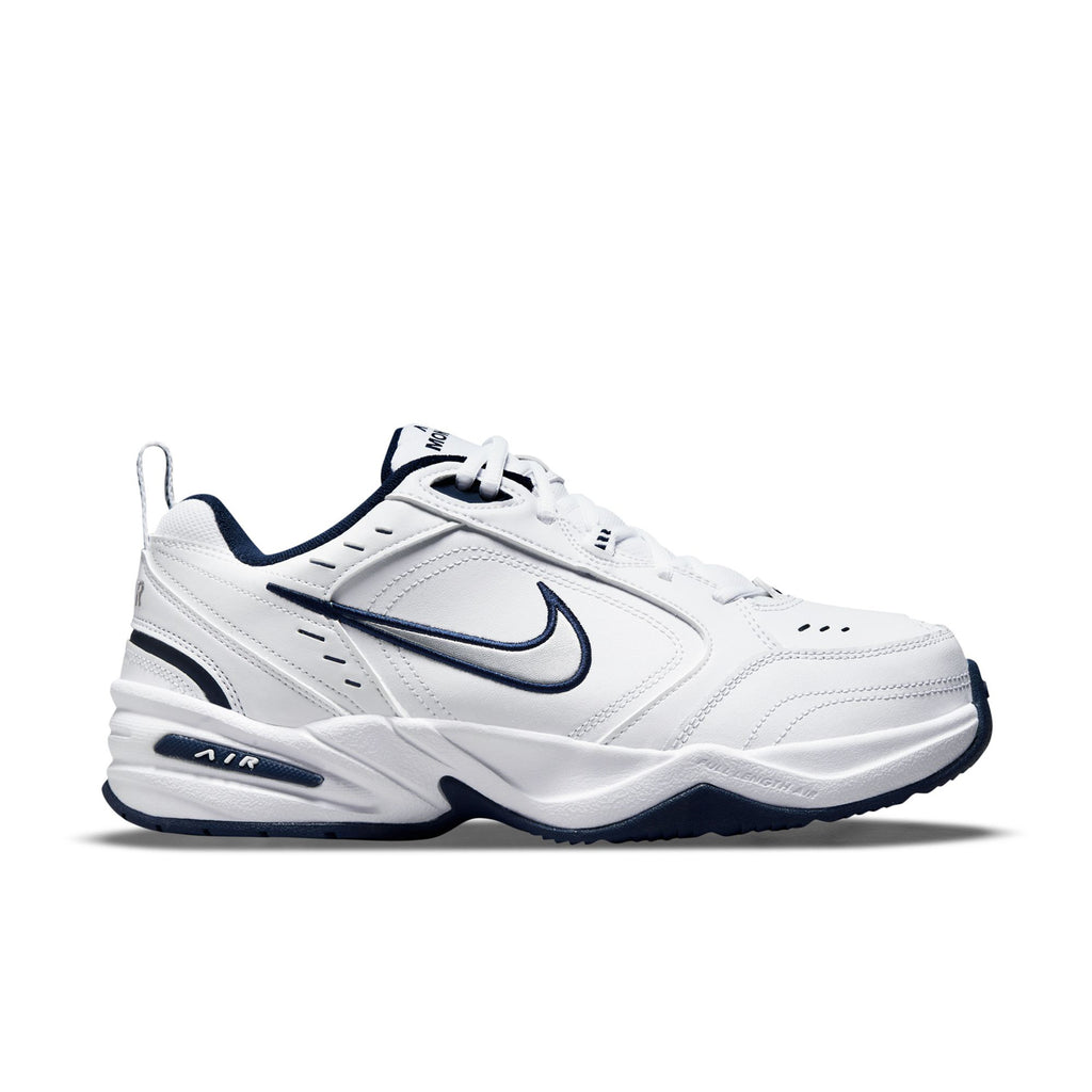 Men’s Nike Air Monarch IV Wide | White/Metallic Silver/Navy | ShopWSS