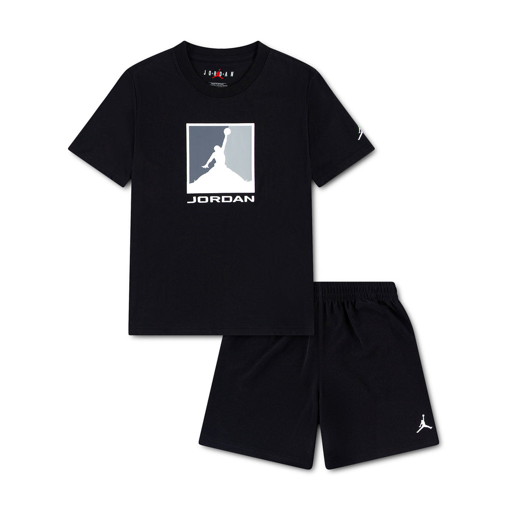 Jordan Block Logo Mesh Short Set | Kids | Black | ShopWSS