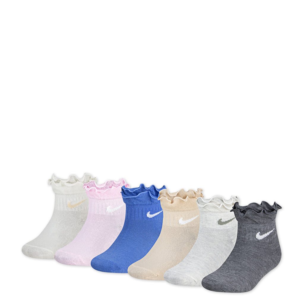 Nike 6 Pack XXS Ruffle Ankle Sock | Sail/Pink/Purple/Neutrals | ShopWSS